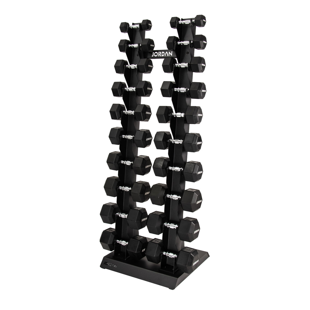Jordan Urethane Hex Dumbbell Set 2.5-25g with Vertical Rack — Best Gym ...