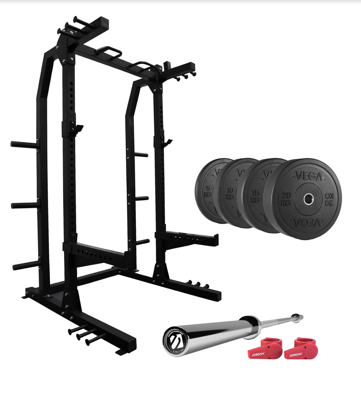 Swiss Barbell Half Rack, Olympic Bar and Bumper Discs Bundle — Best Gym ...